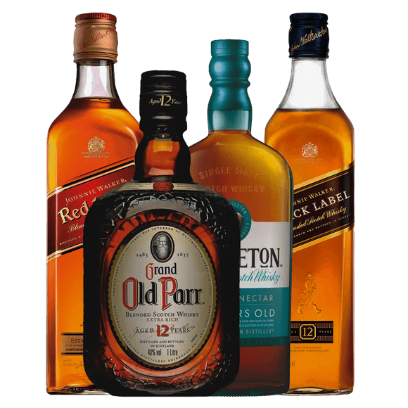 Johnnie Walker Red Label + Black + Old Parr 1L + Singleton - Menimport
